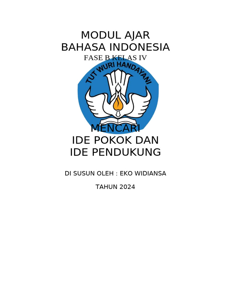 Modul Ajar Bahasa Indonesia - Mencari Ide Pokok Dan Ide Pendukung - Fase B - almaBXqZ38 | PDF