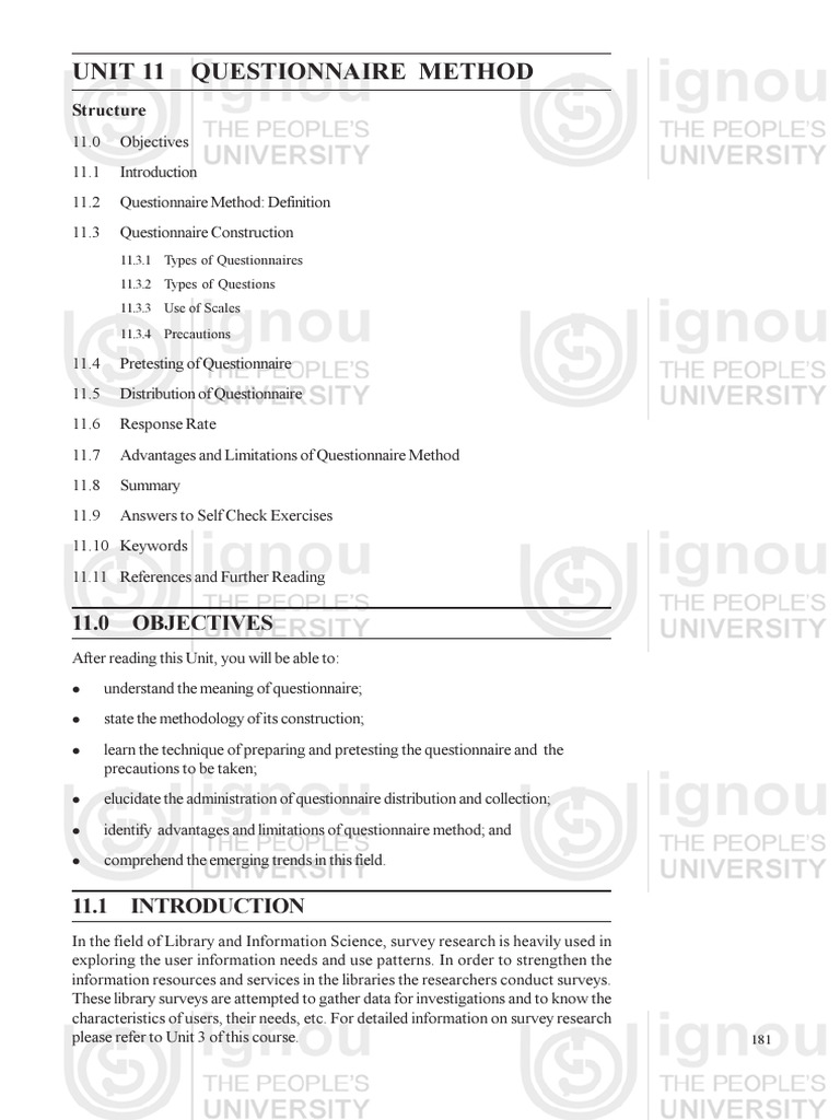 Unit-11 | PDF | Questionnaire | Survey Methodology