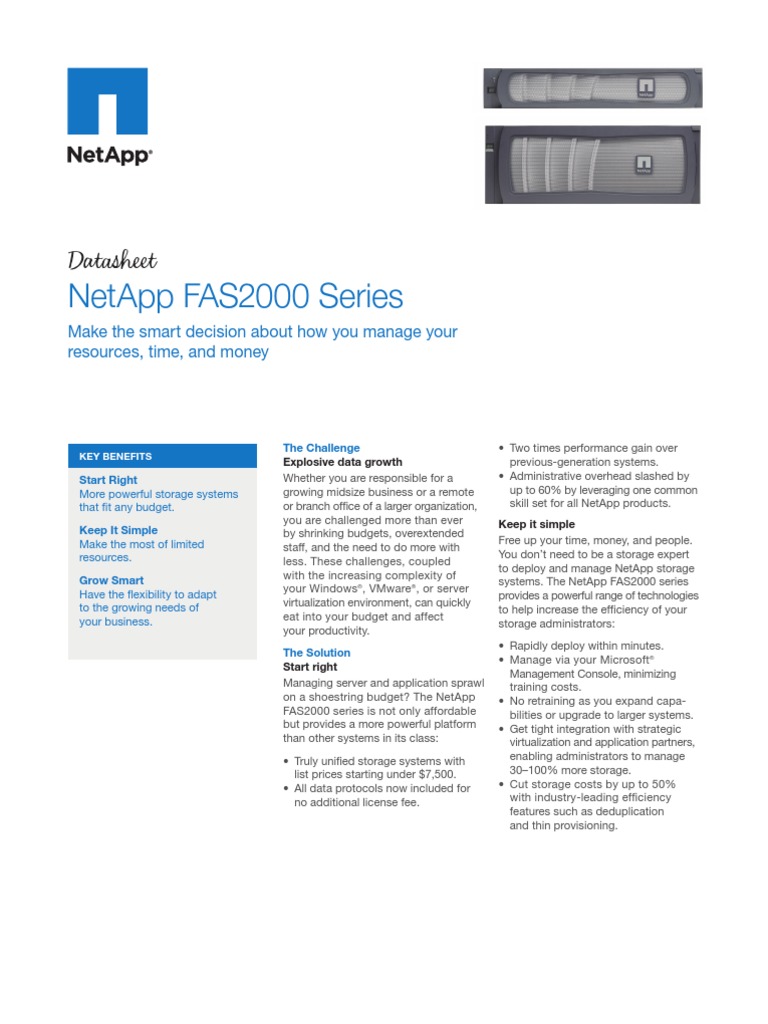 Netapp Fas2000 Series: Datasheet | PDF | Information Technology ...
