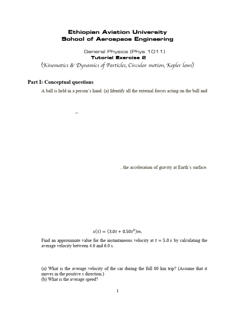 Exercise 2 (Phys 1011) EAU 2024-25 | PDF | Force | Acceleration