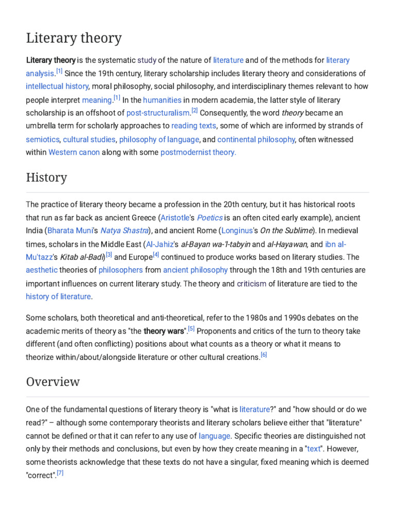 Overview of Literary Theory | PDF | Literary Theory | Liberal Arts ...