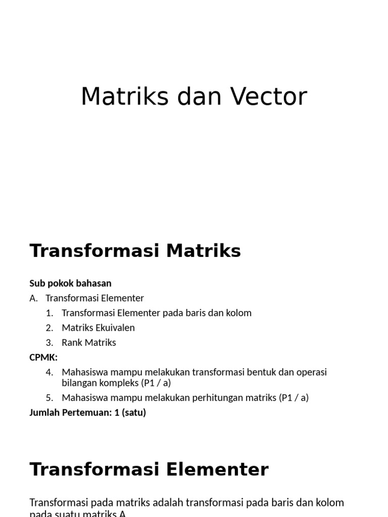 Matriks dan Vector | PDF