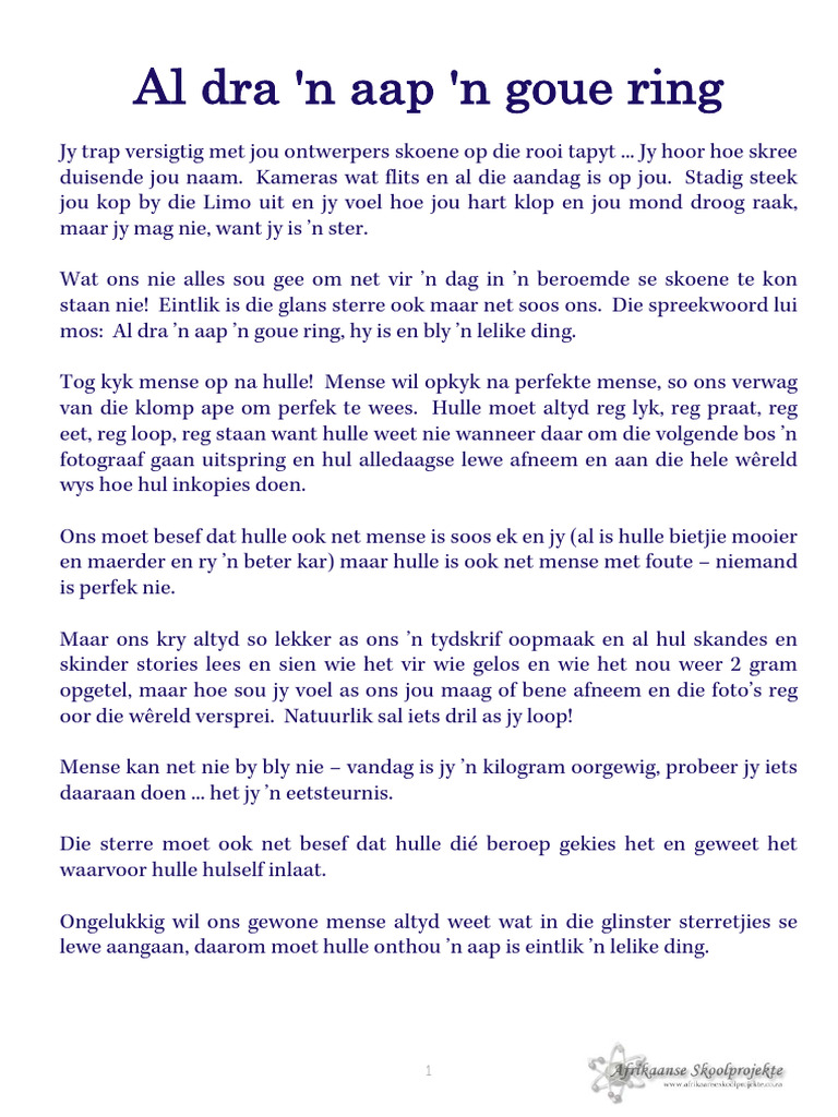 Al Dra 'N Aap 'N Goue Ring | PDF