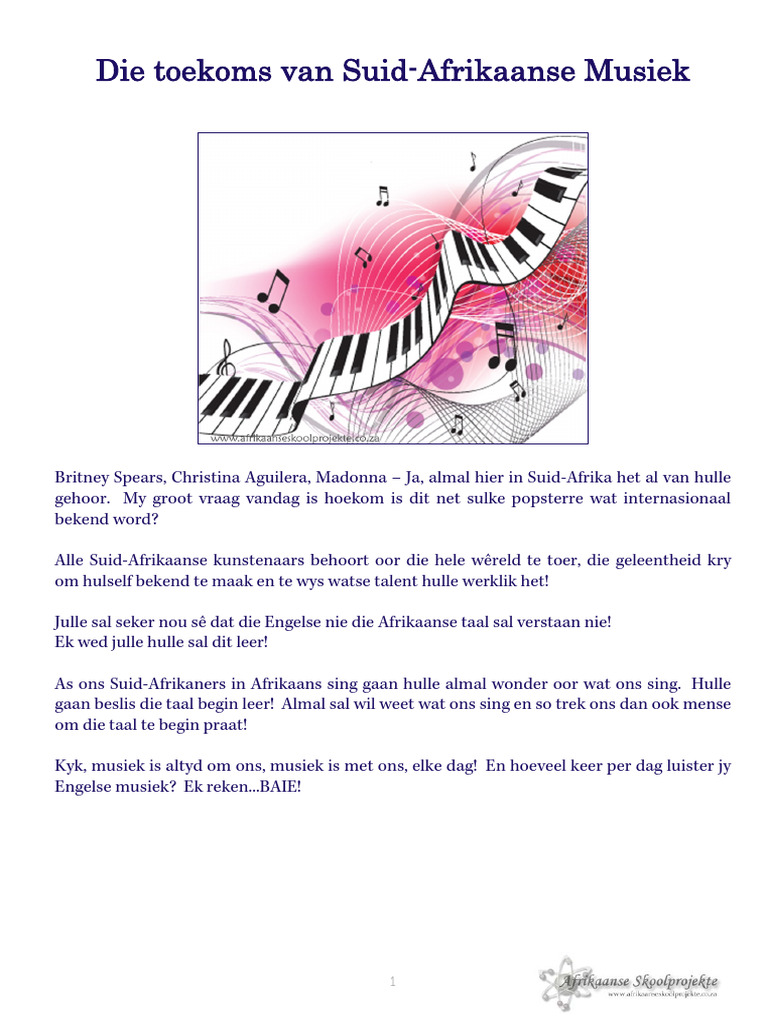 Die Toekoms Van Suid-Afrikaanse Musiek | PDF