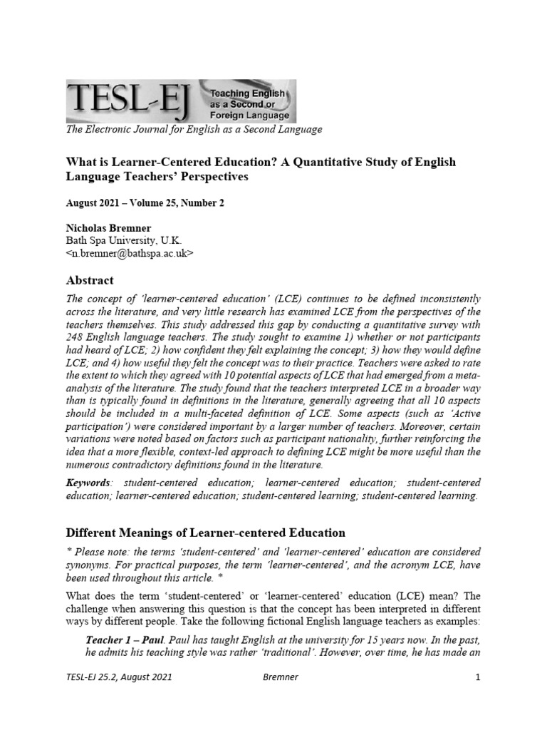 Teacher Views on Learner-Centered Education | PDF | Learning | Constructivism (Philosophy Of ...