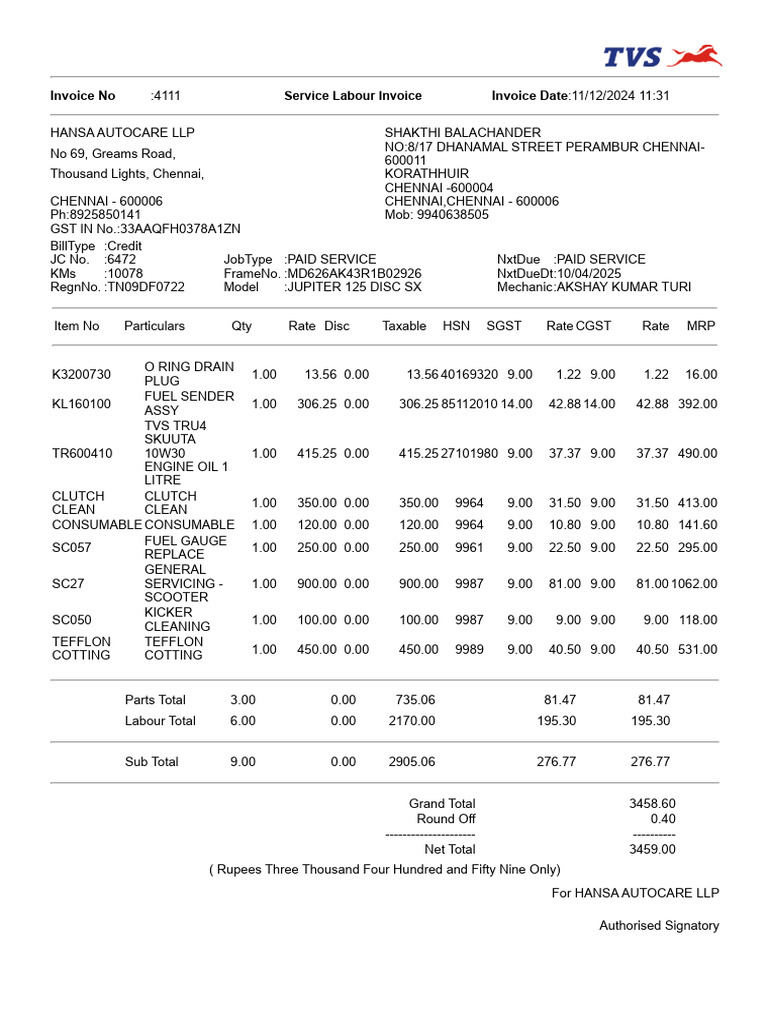 hansa tvs bill | PDF | Government Finances | Taxes