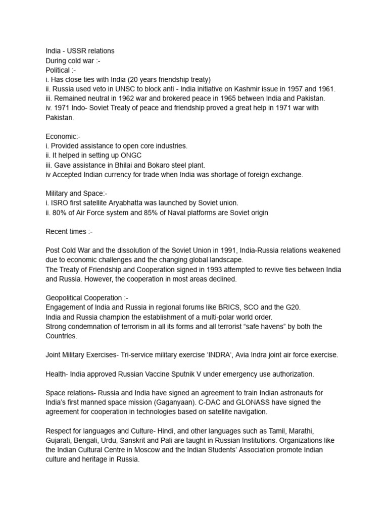 India - Ussr | PDF