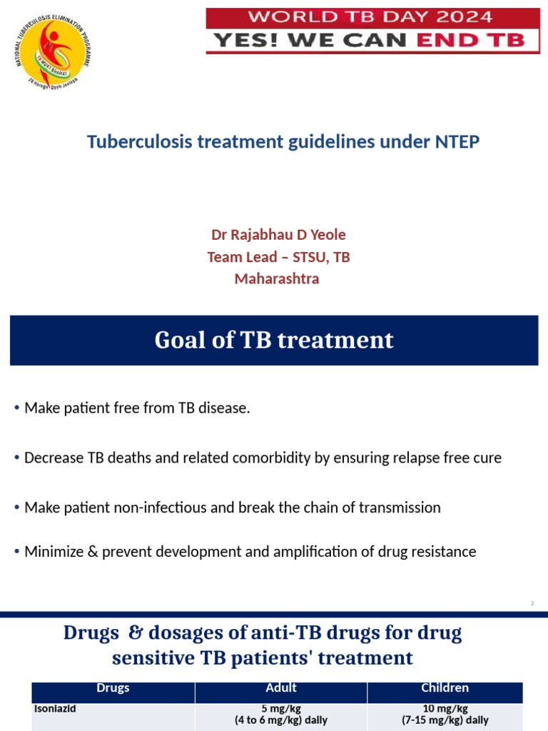TB Treatment Under NTEP | PDF | Tuberculosis | Clinical Medicine
