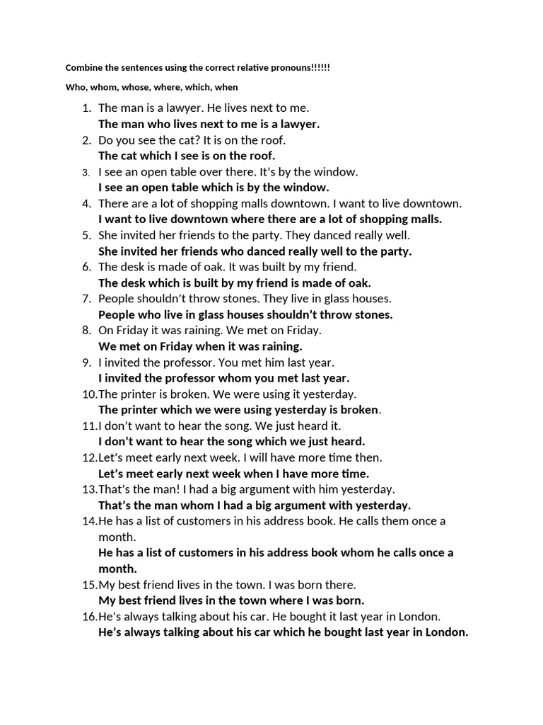 Relative Clause-Exercise | PDF