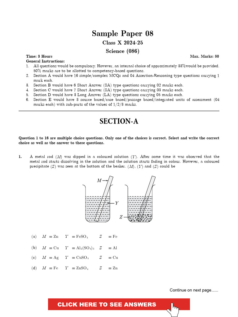 SAMPLE PAPER 8 2024 - 25 | PDF | Neuron | Eye