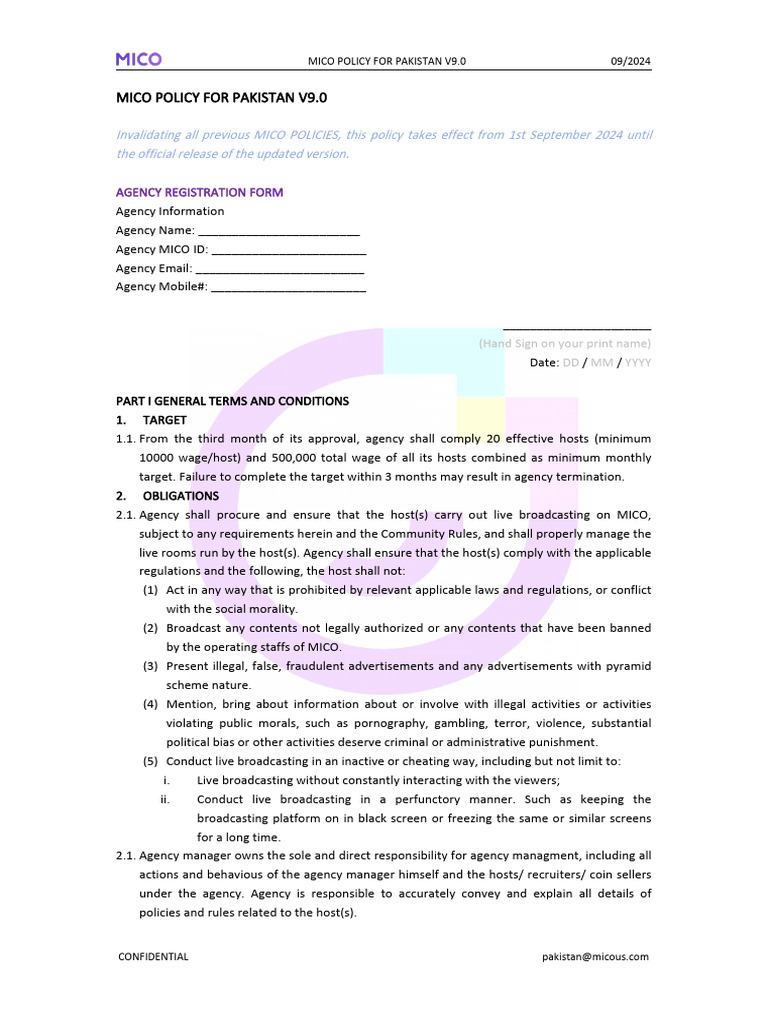 Mico Policy For Pakistan v9.0 | PDF | Justice | Crime & Violence