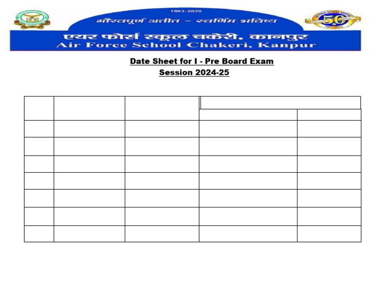 Date Sheet For I PreBoard Exam 2024-25 | PDF