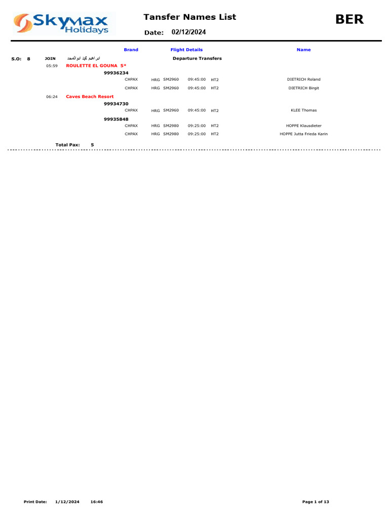 Sky Arr&dep Names 02.12.2024 | PDF