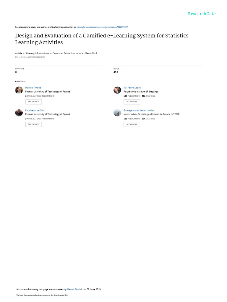 ArtigoB1 Design and Evaluation of A Gamified e Learning System | PDF ...
