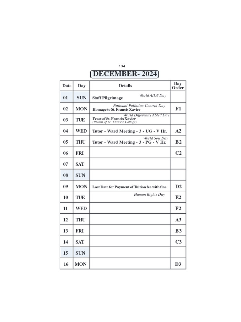 December 2024 Event Calendar | PDF