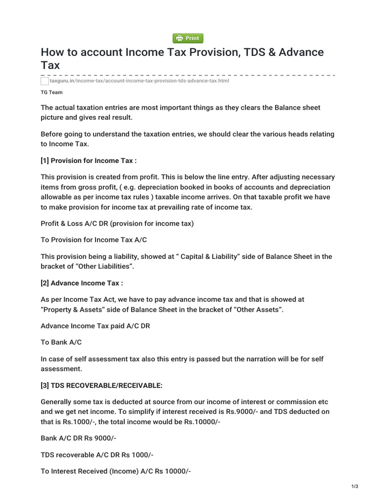 taxguru.in-How to account Income Tax Provision TDS amp Advance Tax ...