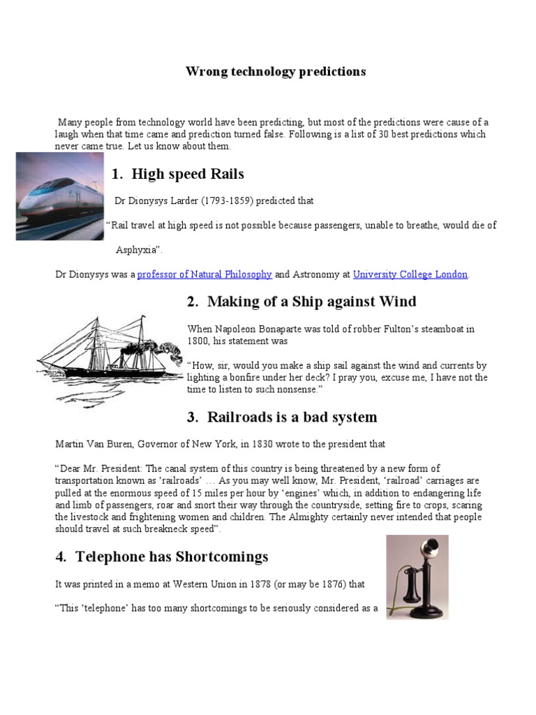 Wrong Technology Use Predictions | PDF | Operating System | Rail Transport