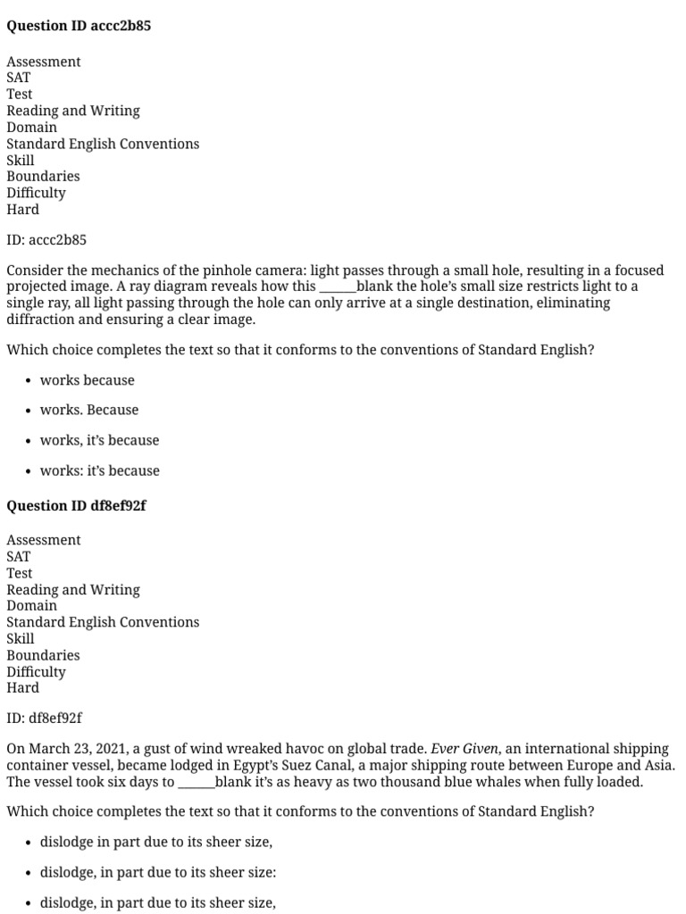 SAT Standard English Conventions Practice | PDF