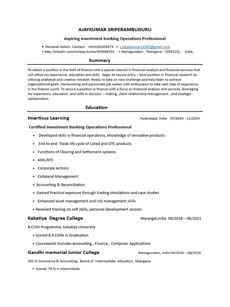 Ajaykumar Sriperambuduru Final Resume Il | PDF