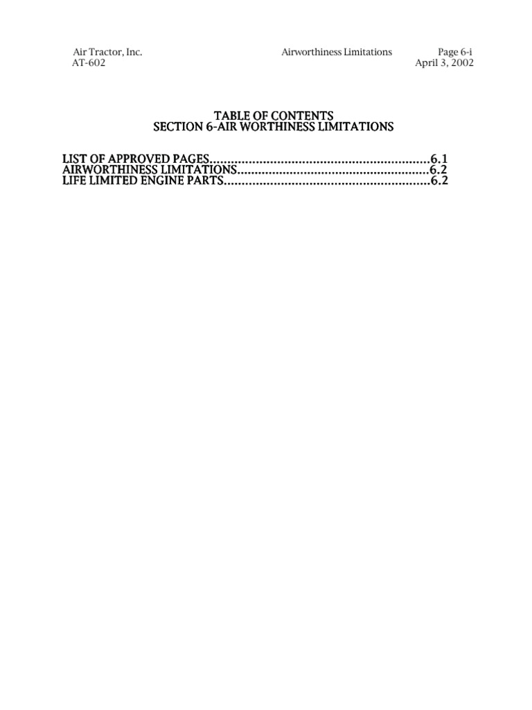 At 602 OM 6 Airworthiness Limitations | PDF | Aviation | Transport
