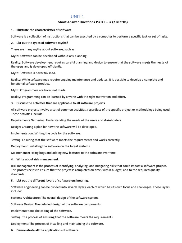 SE Question Bank Solutions | PDF | Software Development Process | Risk