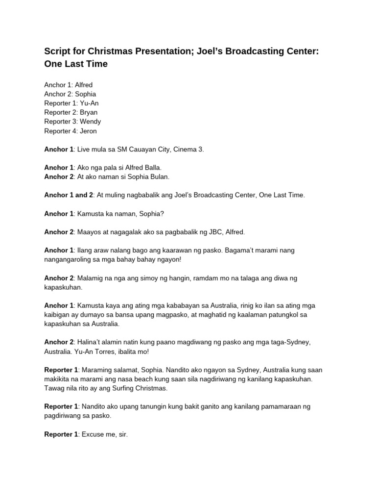 Script For Christmas Program | PDF