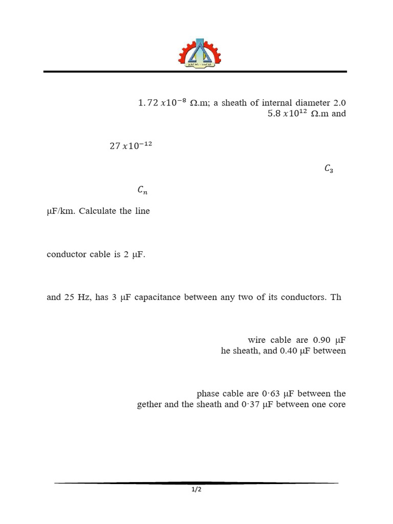 Power System Engineering Cable Calculations | PDF | Capacitance ...