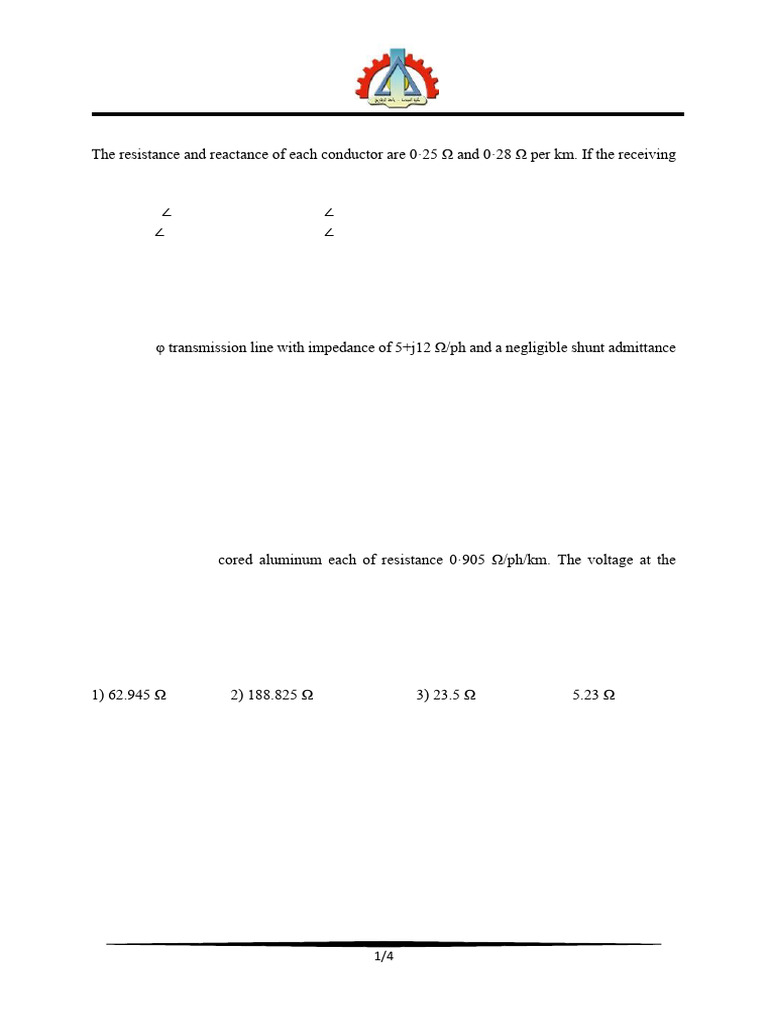 Power Systems Engineering Sheet | PDF | Electric Power Transmission ...