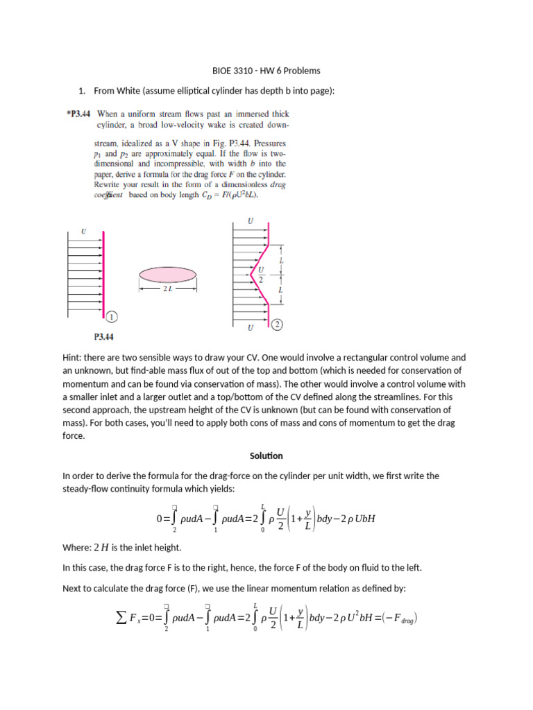 HW6 Problems | PDF | Drag (Physics) | Pressure