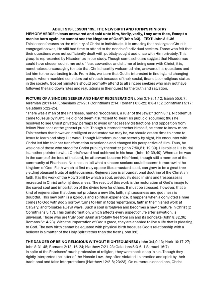 New Birth and John's Ministry Insights | PDF | Jesus | Born Again