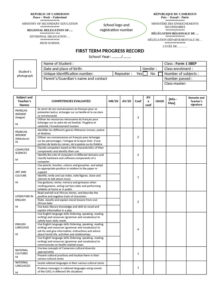 Report Booklet Cba Form 1 Sbep | PDF | English Language | Reason