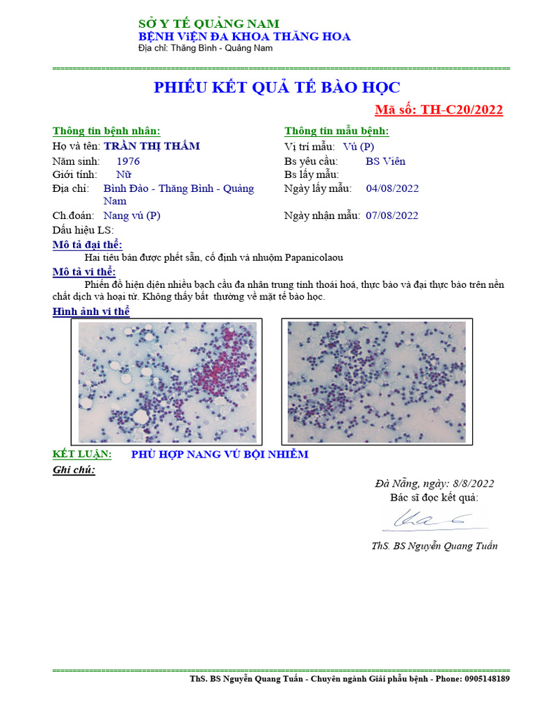 Phiếu Kết Quả Tế Bào Học | PDF