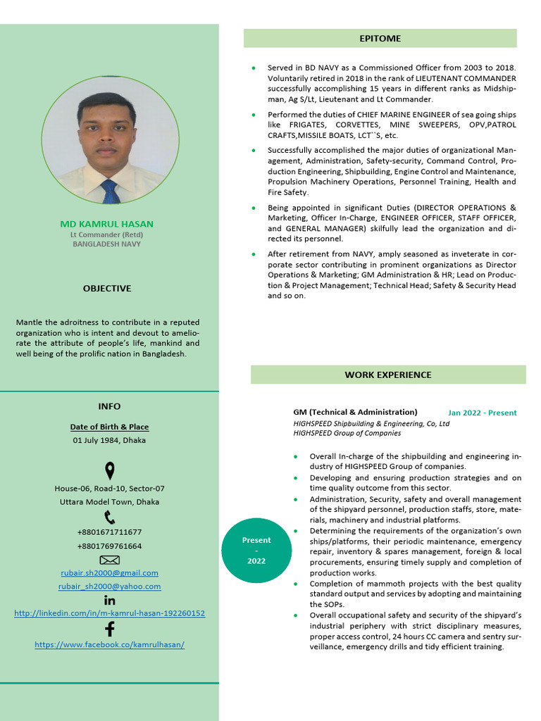 LT CDR Kamrul Resume 2022 Latest | PDF | Ships | Coast Guard