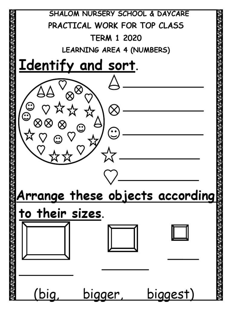Top Class Numbers Practice Work Shalom Nursery School | PDF