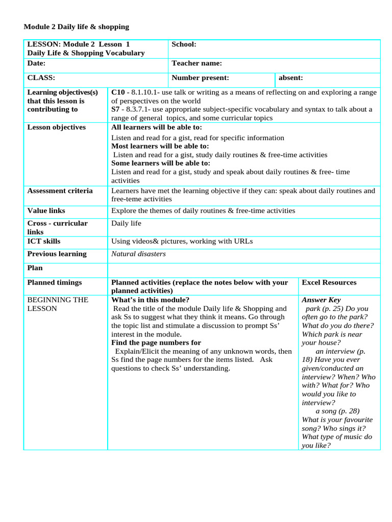 Excel 8 Module 2 | PDF | English Grammar | Verb