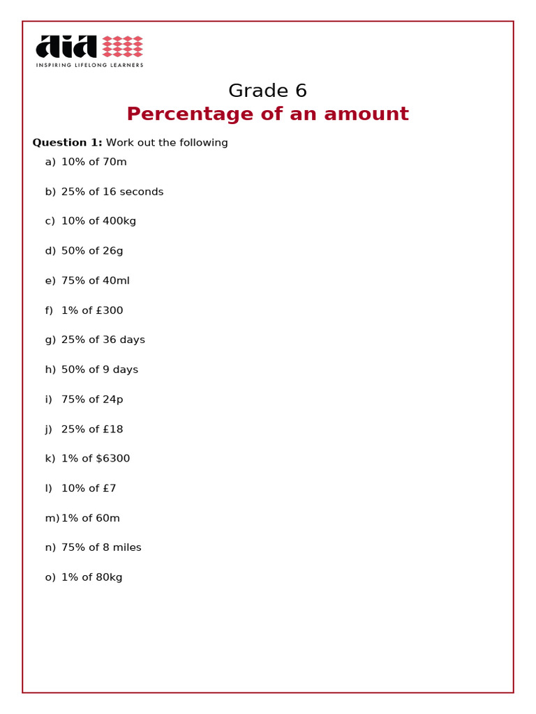 Grade 6 Sheet | PDF