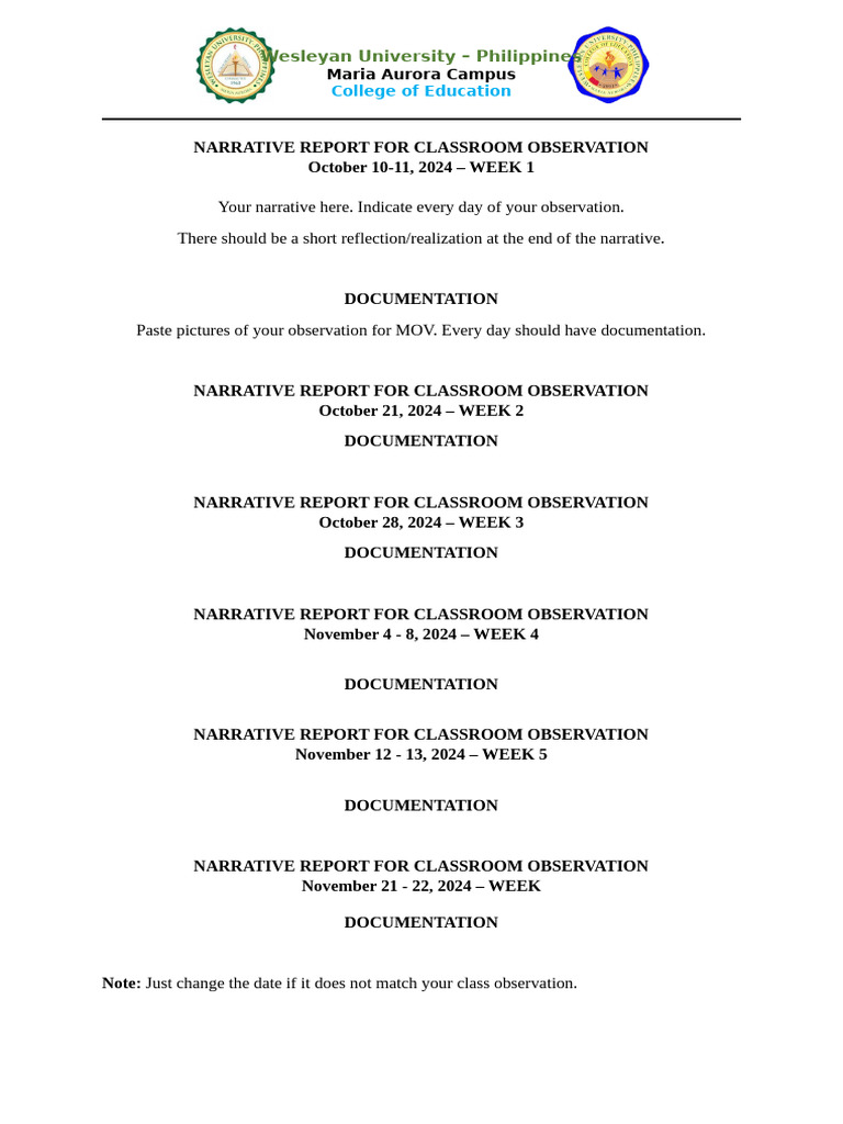 Format-for-Narrative-of-Classroom-Observation-1 | PDF