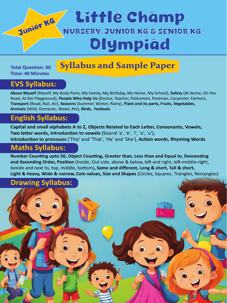 Little Champ Syllabus and Sample Paper Junior KG | PDF