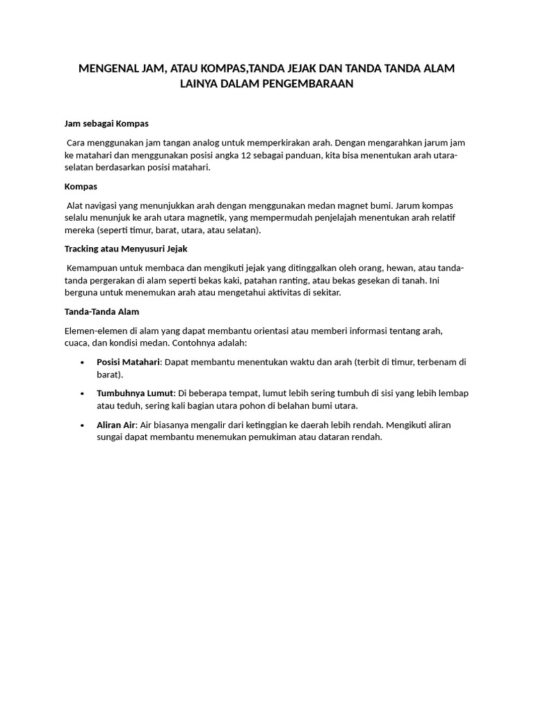 Mengenal Jam, Kompas, Tanda Jejak Dan Tanda Tanda Alam Dalam ...