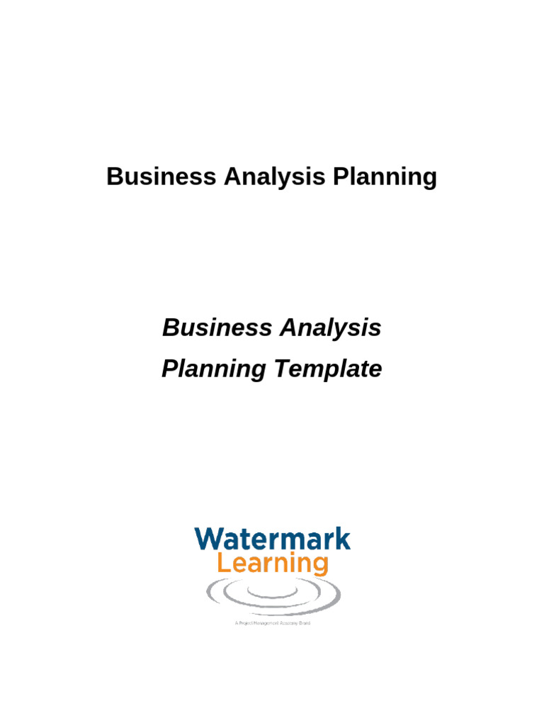 Ba Planning Template Pdf Business Analysis Use Case