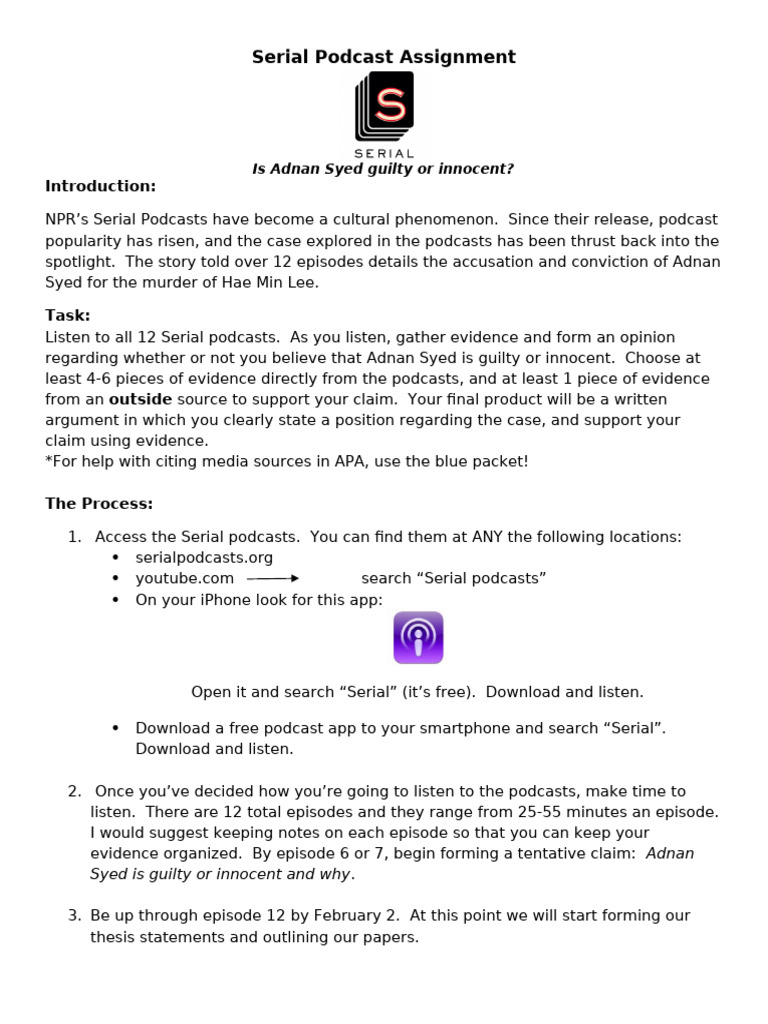Analyzing Adnan Syed's Guilt in Serial | PDF