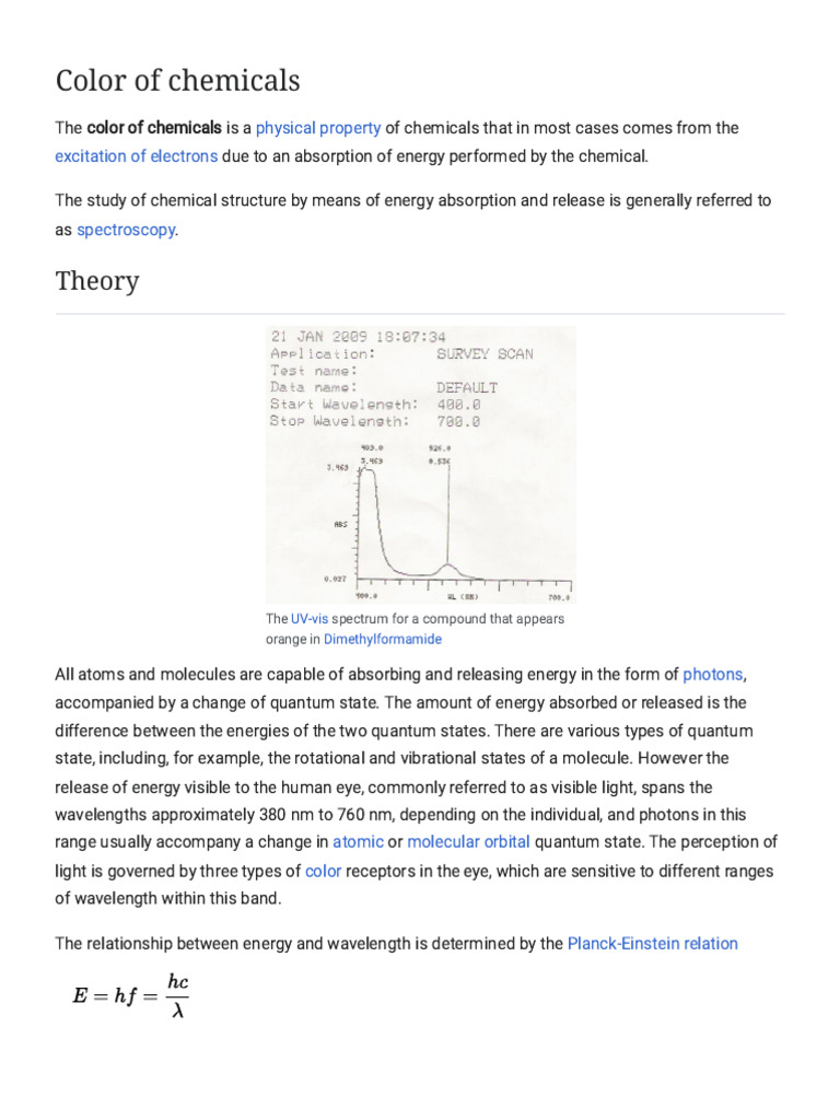 Color of Chemicals - Wikipedia | PDF | Atoms | Sets Of Chemical Elements
