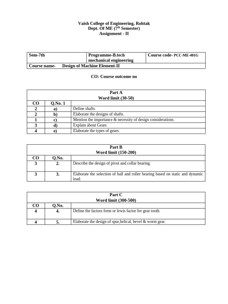 Mechanical Engineering Design Assignment | PDF