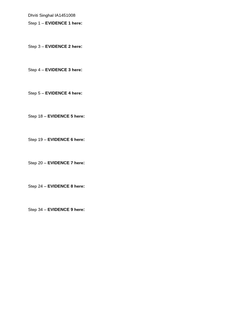 Evidence Steps for Dhriti Singhal | PDF