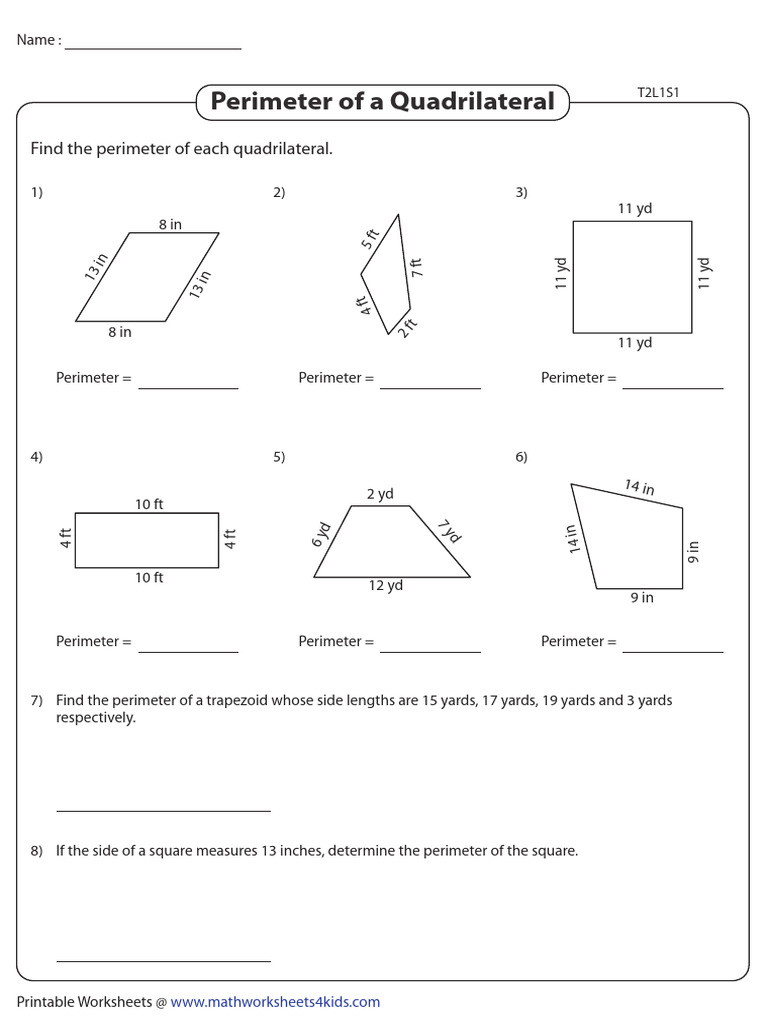 Perimeter - Quadrilaterals | PDF | Yard | Rectangle