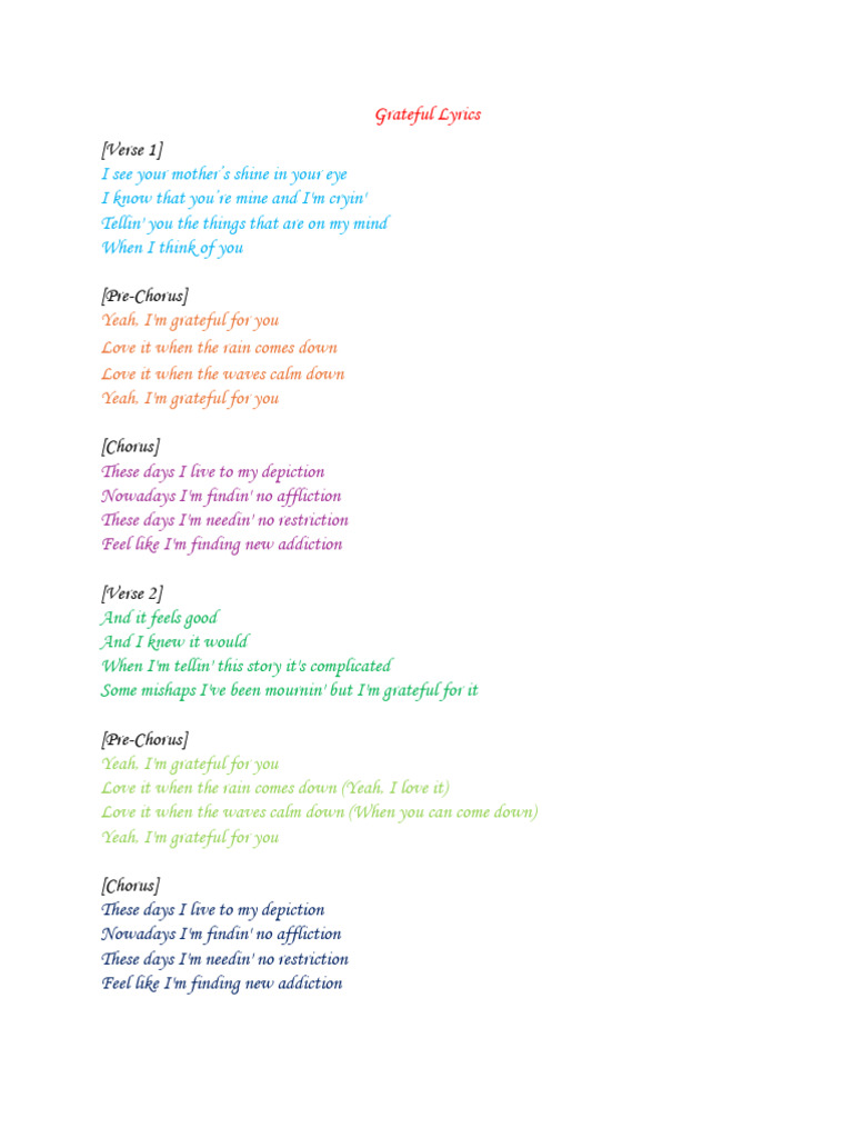Grateful Lyrics | PDF