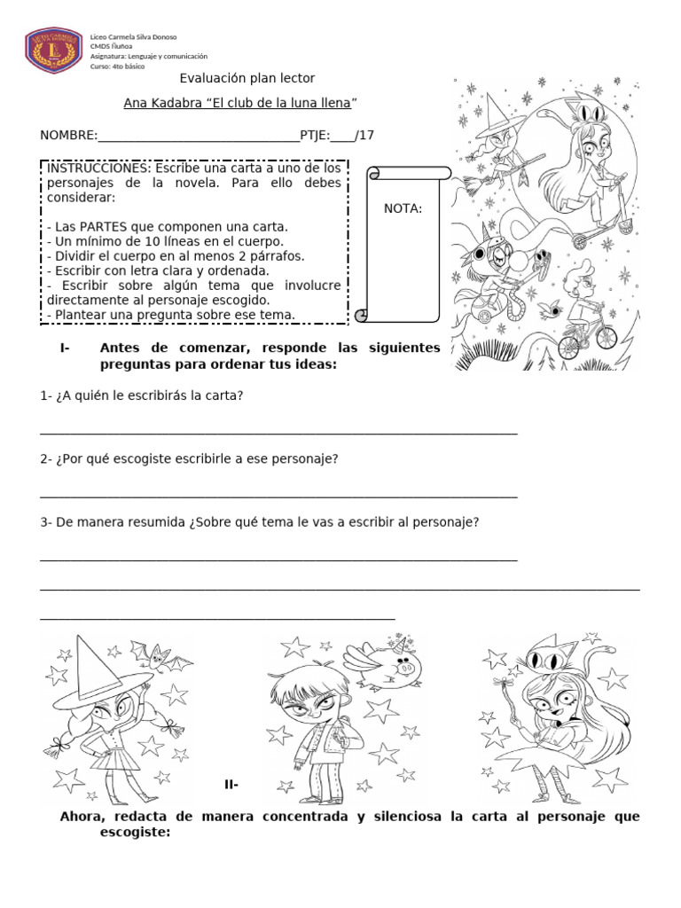 Carta a Personaje de "El Club de la Luna" | PDF