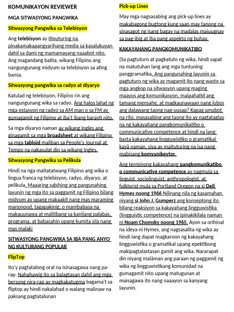 Komunikasyon Reviewer | PDF
