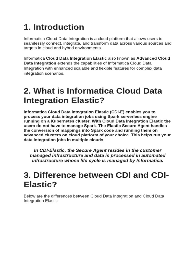 Informatica Cloud Data Integration Elastic (CDI-E) | PDF | Cloud ...