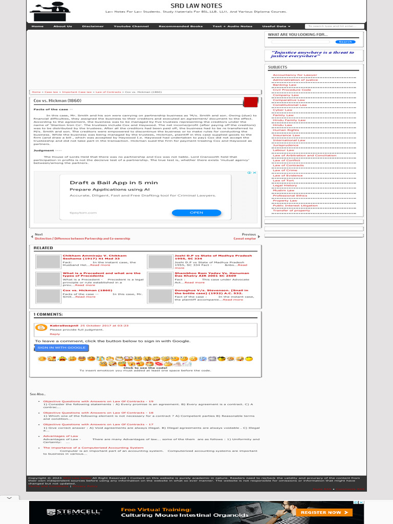Cox v. Hickman case | PDF | Precedent | Justice